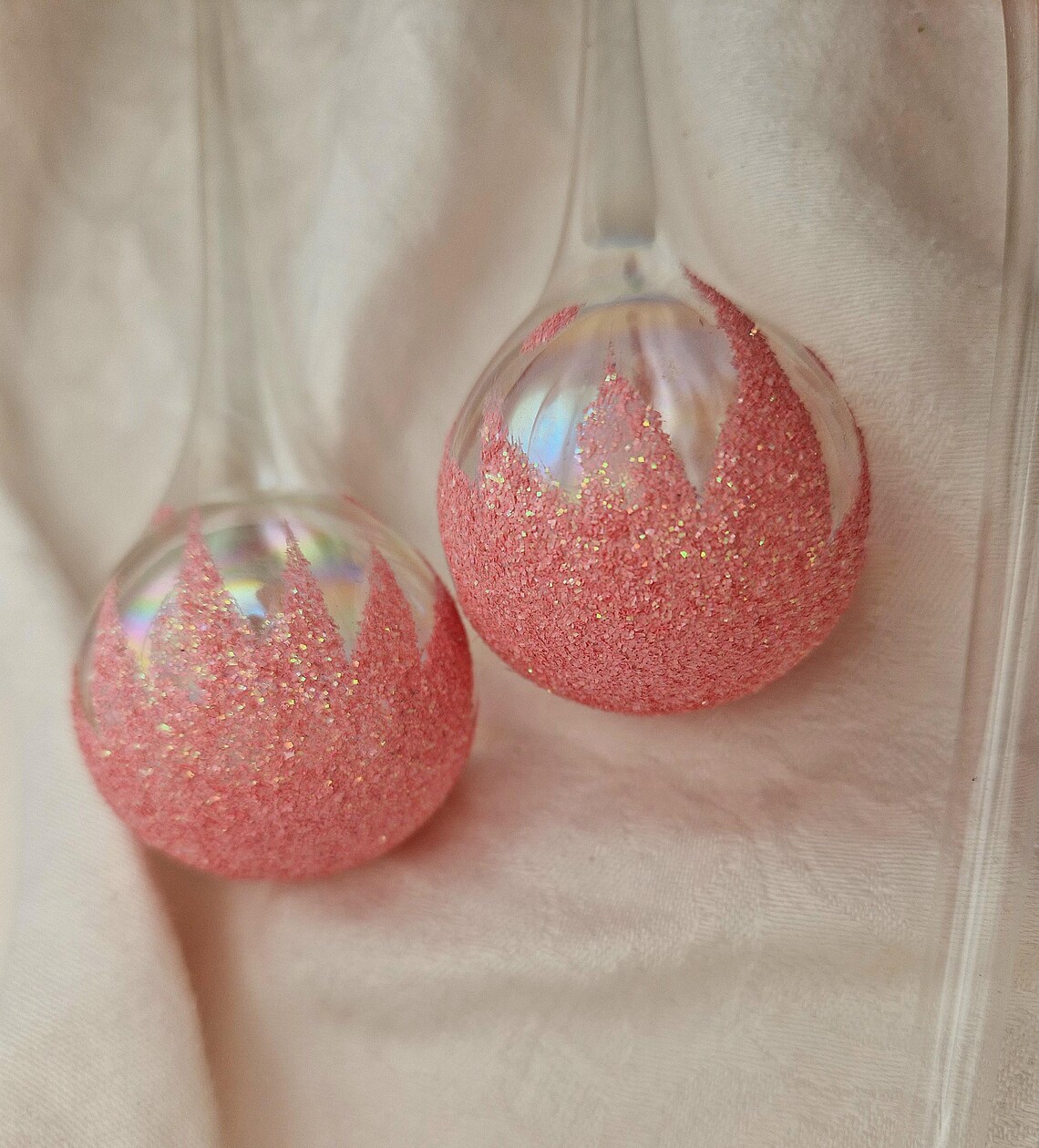 Vintage 1950s Clear Glass Tear Drop Baubles Christmas Decorations With ...