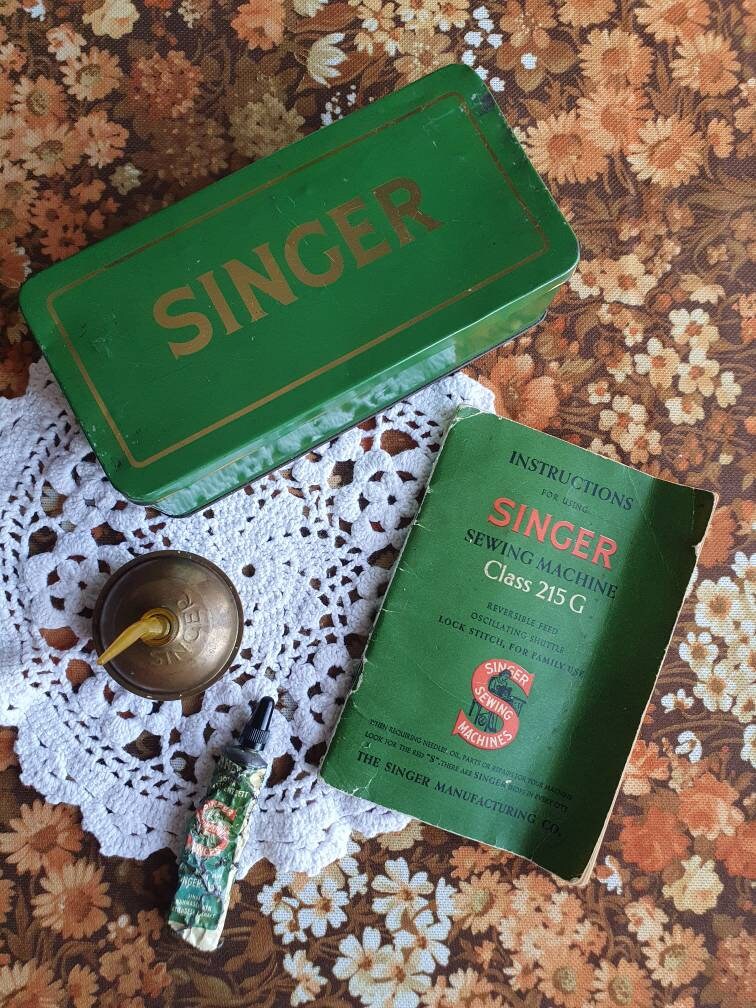 Vintage Singer Sewing Machine Tin With Spare Parts and - Etsy