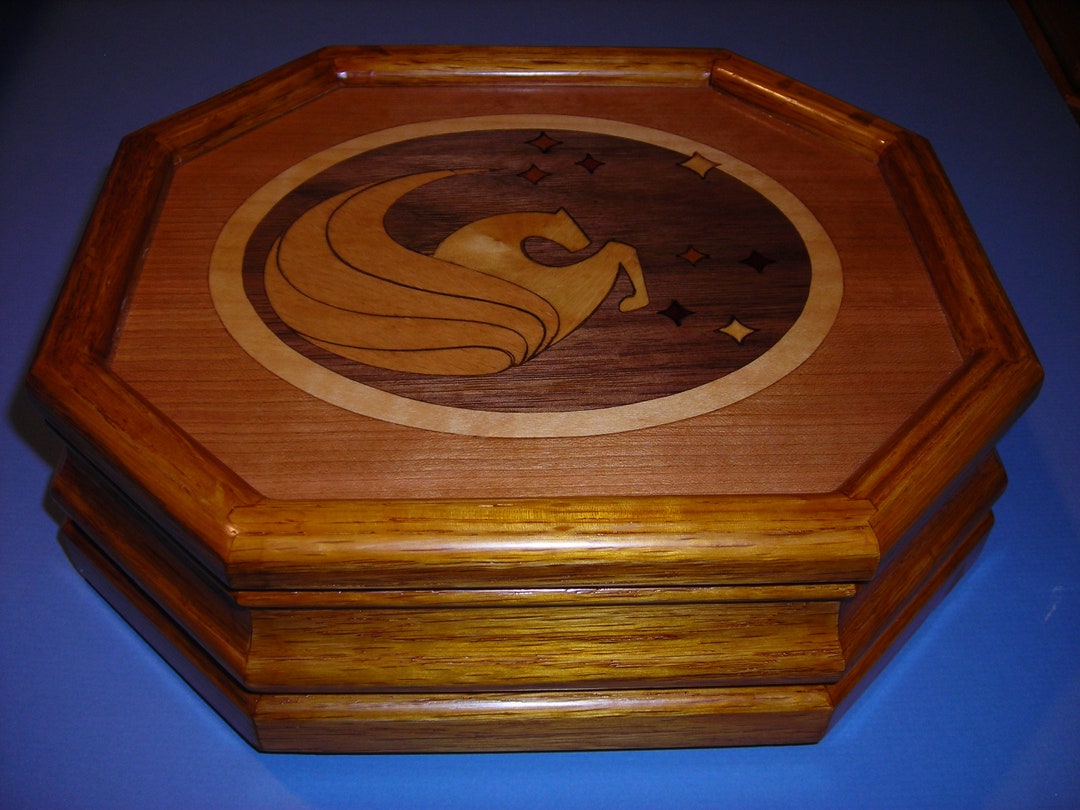Carved Music Box With Original Designed Handmade Wood Inlay Artisan ...