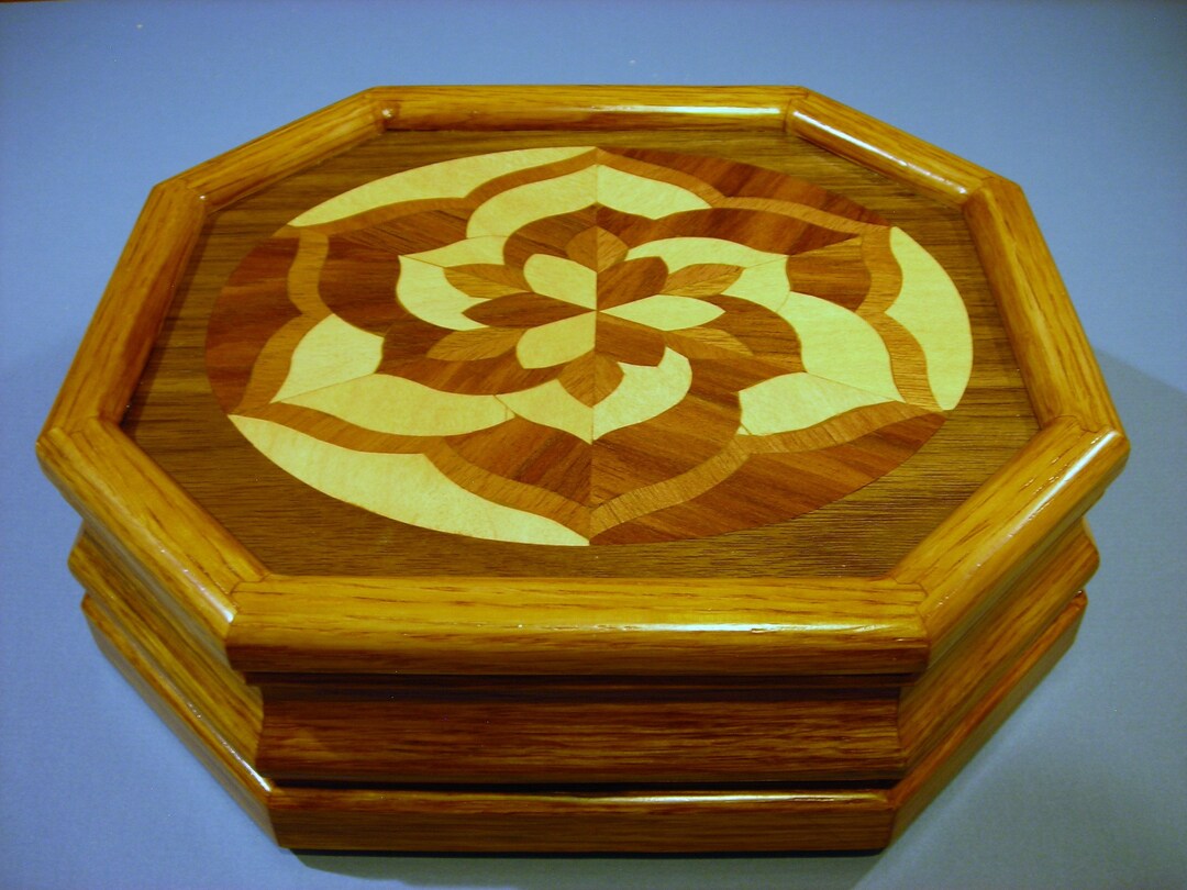 Carved Music Box With Original Designed Handmade Wood Inlay Artisan ...