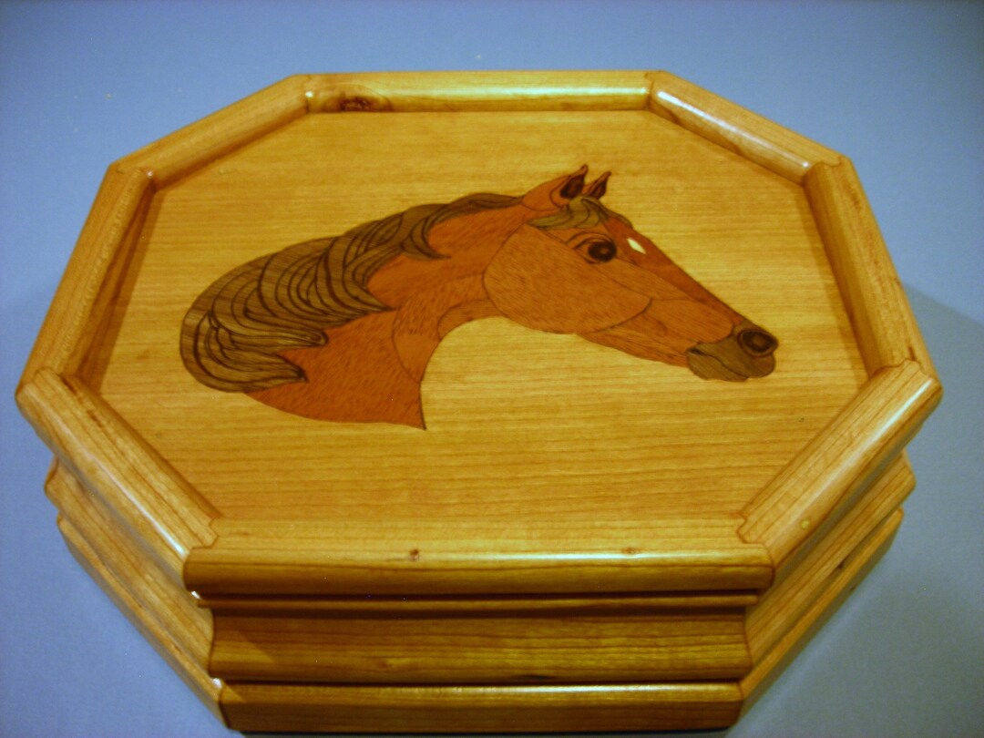 Carved Music Box With Original Designed Handmade Wood Inlay Artisan ...