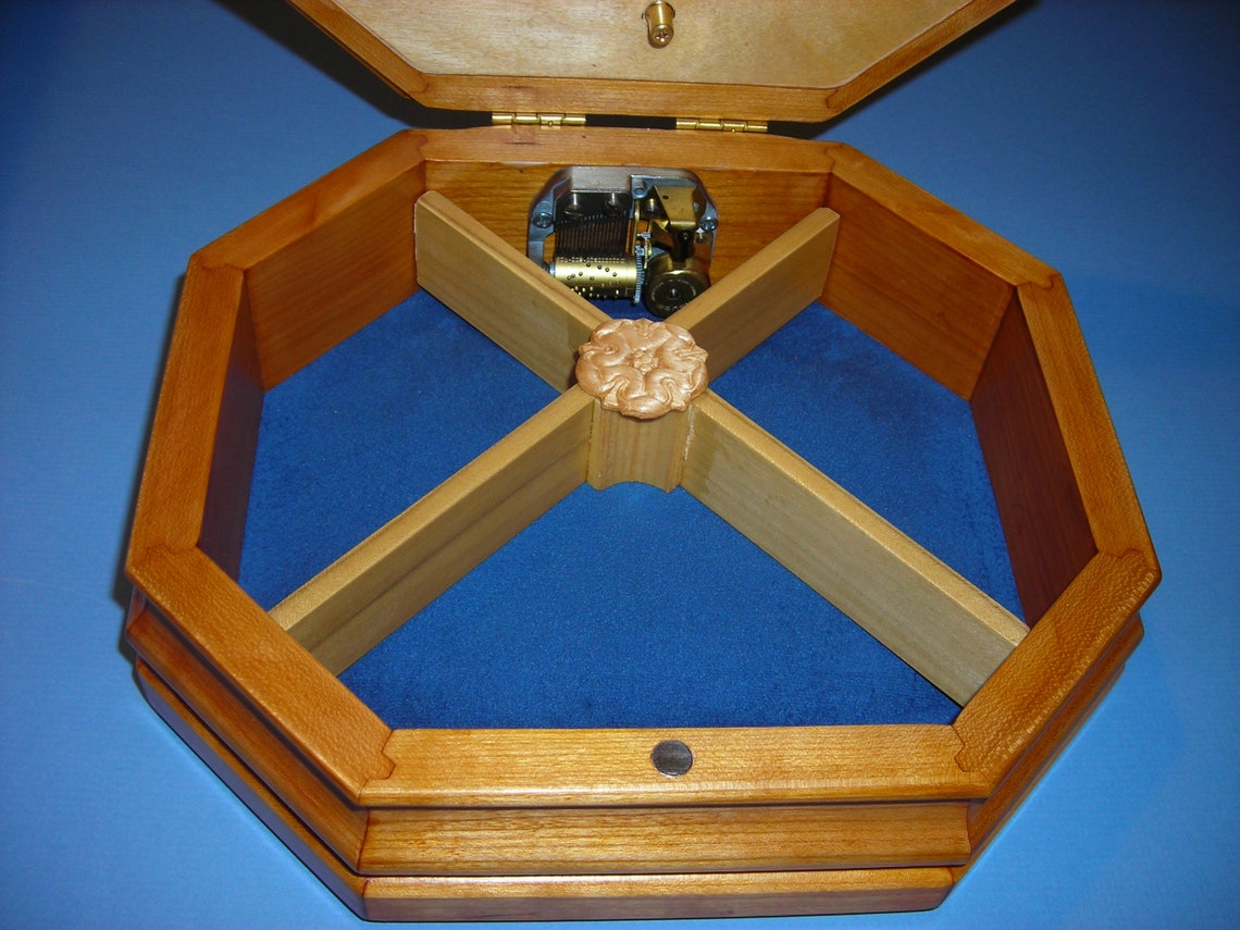 Carved Music Box With Original Designed Handmade Wood Inlay Artisan ...