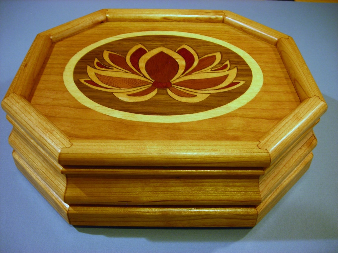 Carved Music Box With Original Designed Handmade Wood Inlay Artisan ...