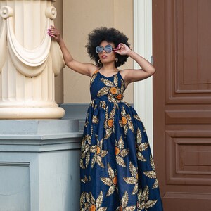 PALESA NAVY BLUE and Brown Dress - Etsy