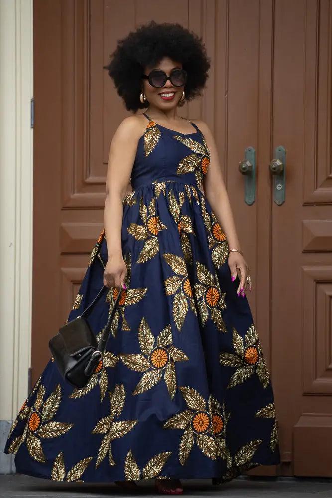 Palesa Navy Blue and Brown Dress - Etsy
