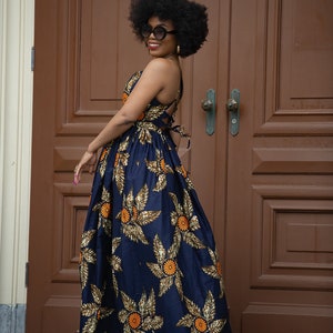 PALESA NAVY BLUE and Brown Dress - Etsy