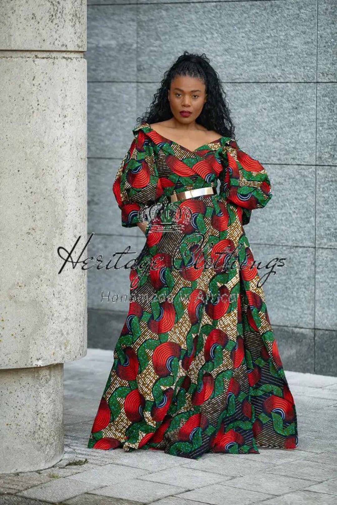 ANAN GREEN AND Red Dress - Etsy
