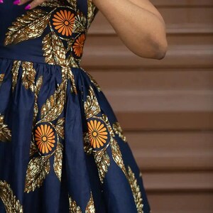 Palesa Navy Blue and Brown Dress - Etsy