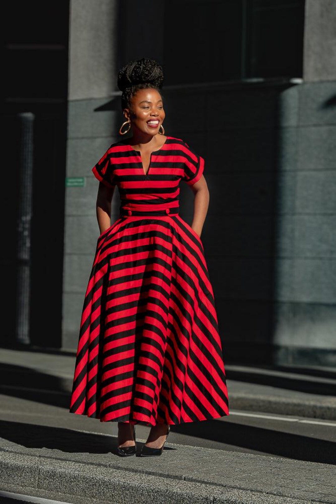 Pre Order-peju Red and Navy Blue Dress - Etsy
