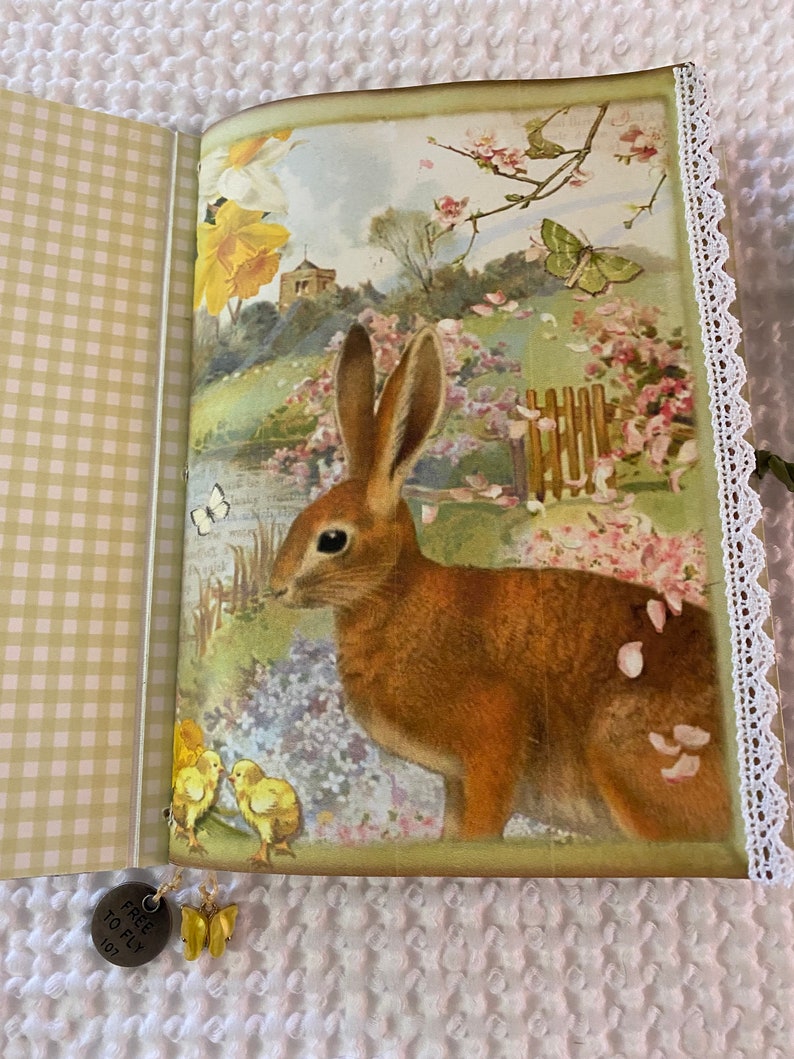 Journal, Writing, Pastel Colors, Paper, Lace, Charms, Bunnies, Rabbits ...