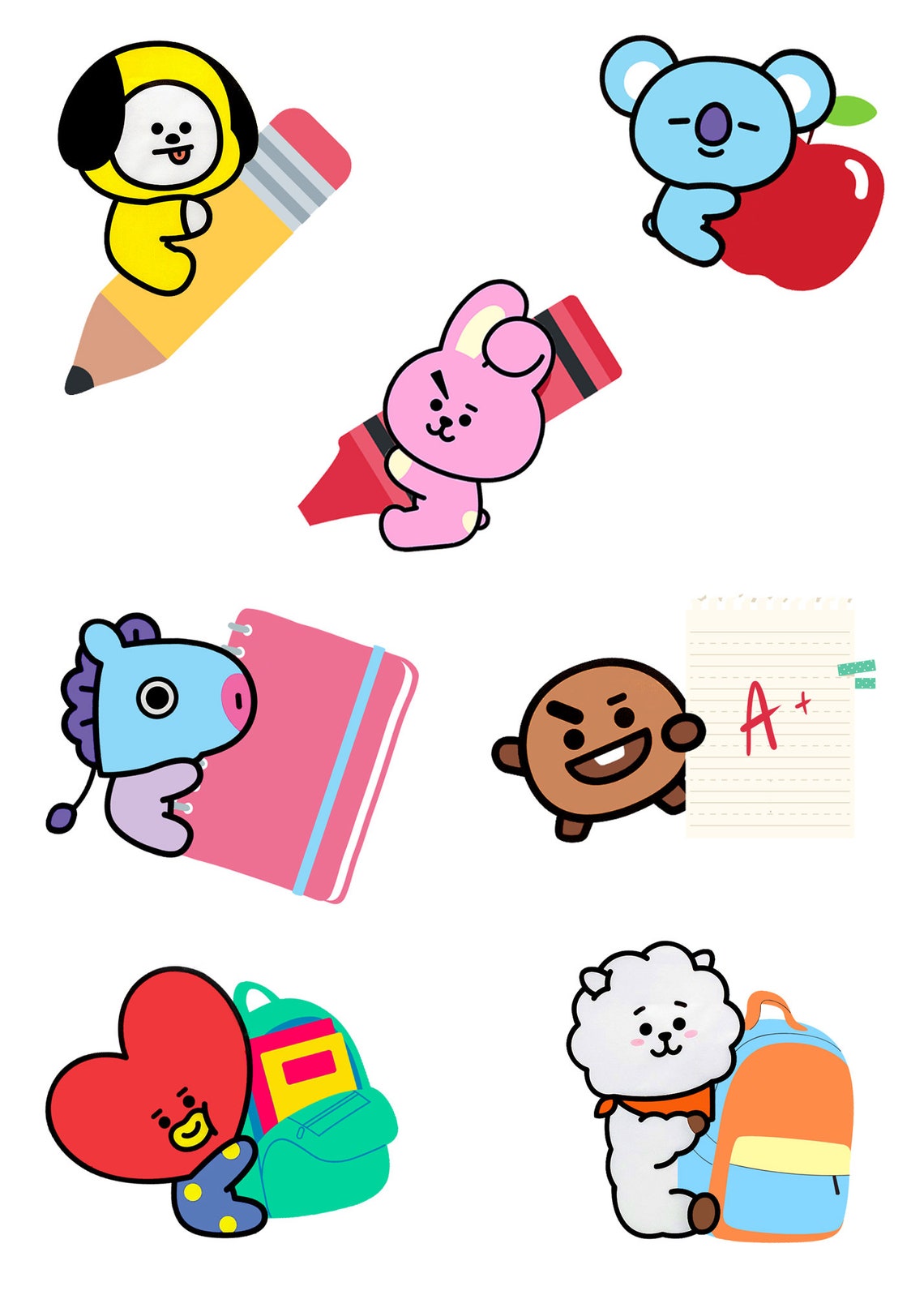 BT21 Hugging Stickers Back to School Stickers Bujo - Etsy