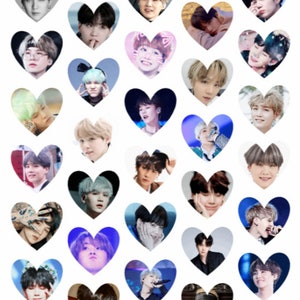 BTS Member Heart Stickers | Kpop Stickers | Bujo Journaling - Etsy