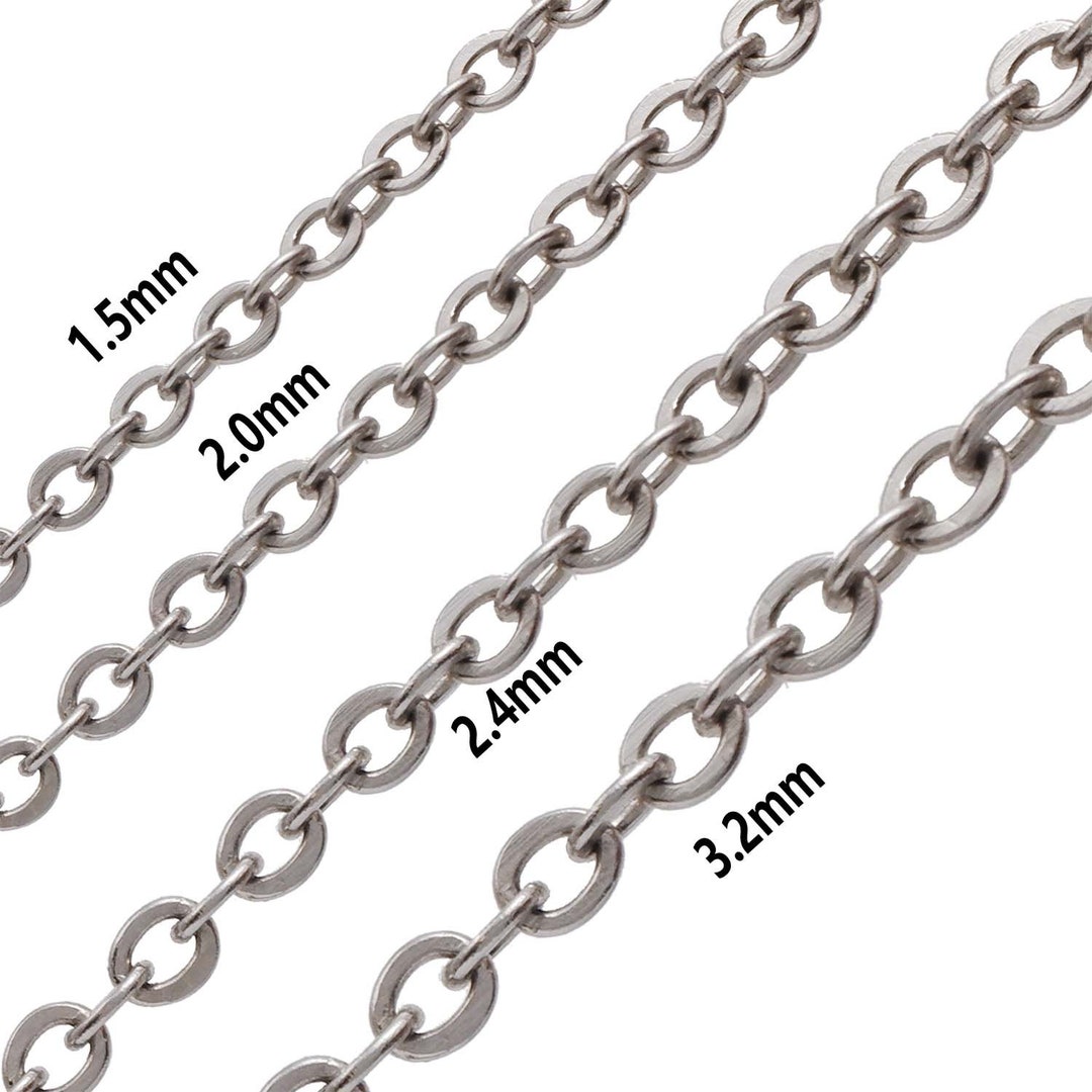 Width 1.5mm 2.0mm 2.4mm 3.2mm Cable Chain, Stainless Steel Jewelry ...