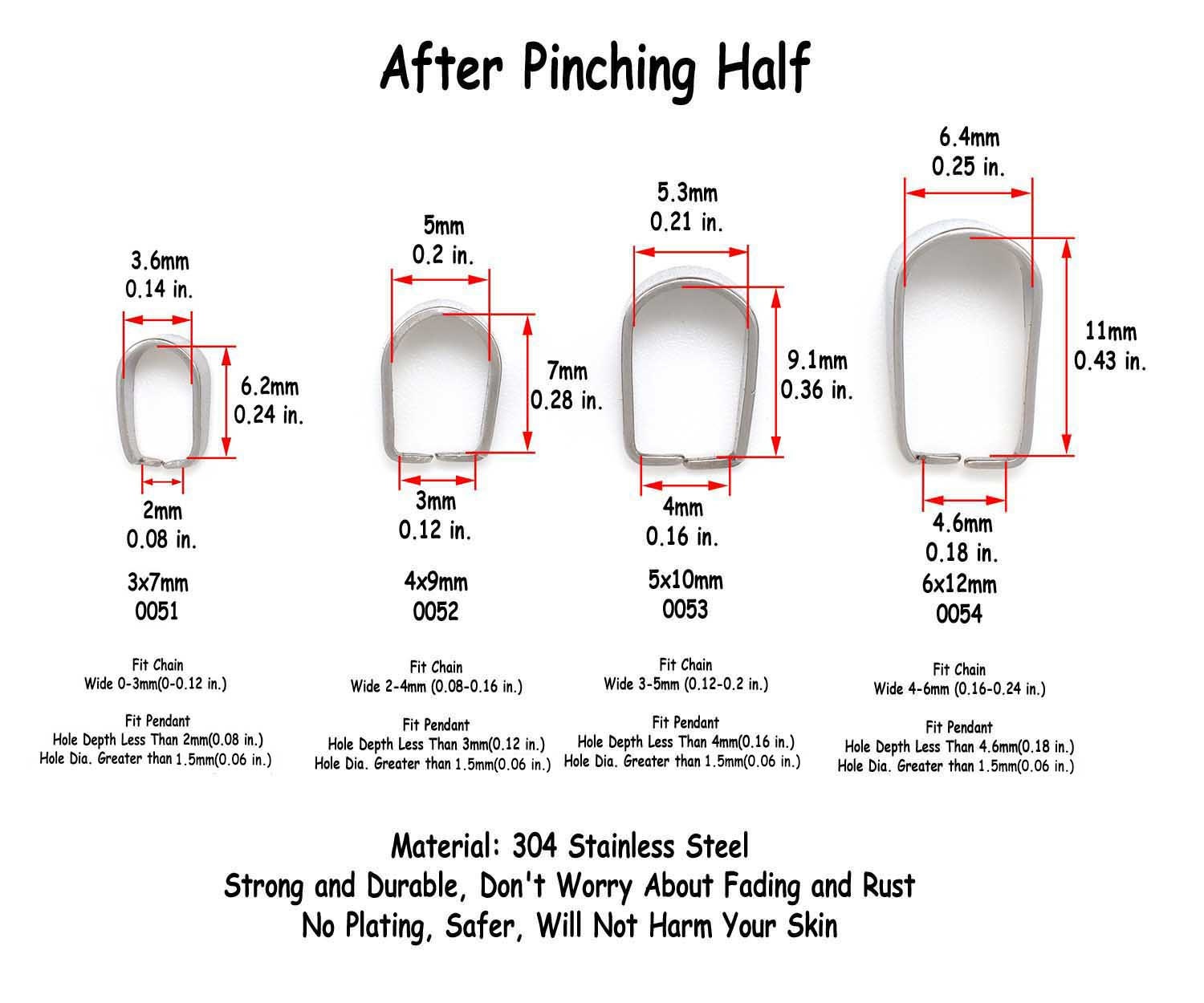 Bulk 1000 PCS Pinch Bails 304 Stainless Steel Fit Wide 0-6mm - Etsy