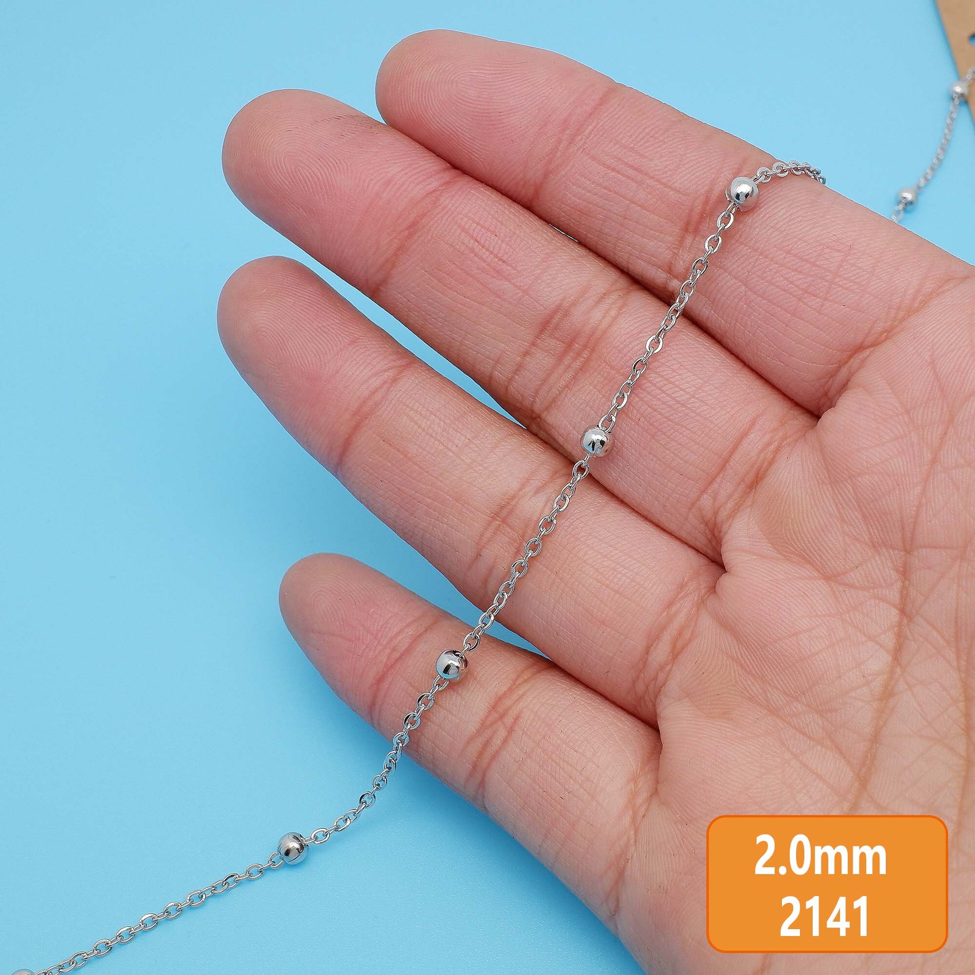 Wide 2mm Satellite Chain, With 4mm Ball Jewelry Chain, Soldered Closed ...
