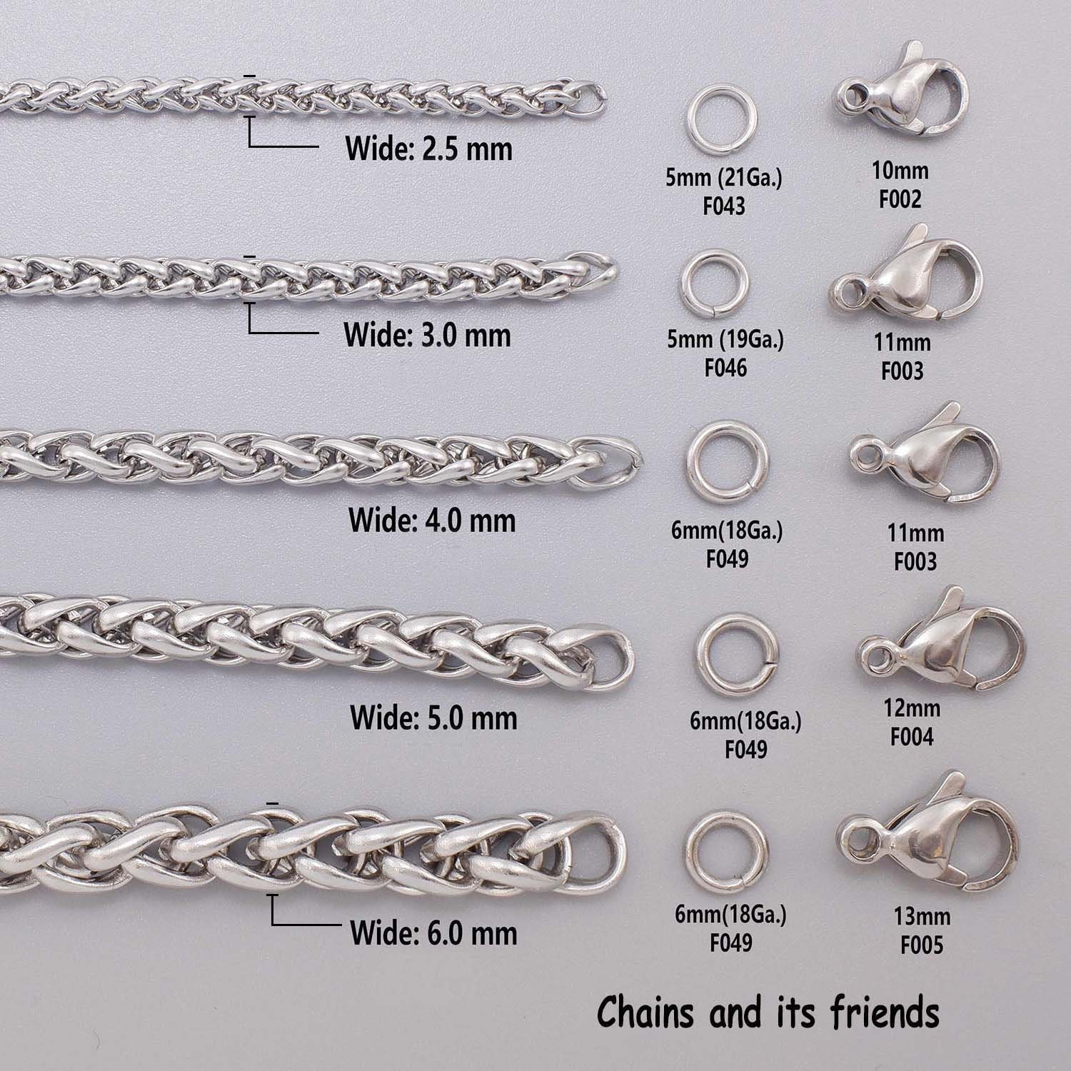 Wide 2.5 / 3 / 4 / 5 / 6 Mm Wheat Chain Jewelry Chain 304 - Etsy