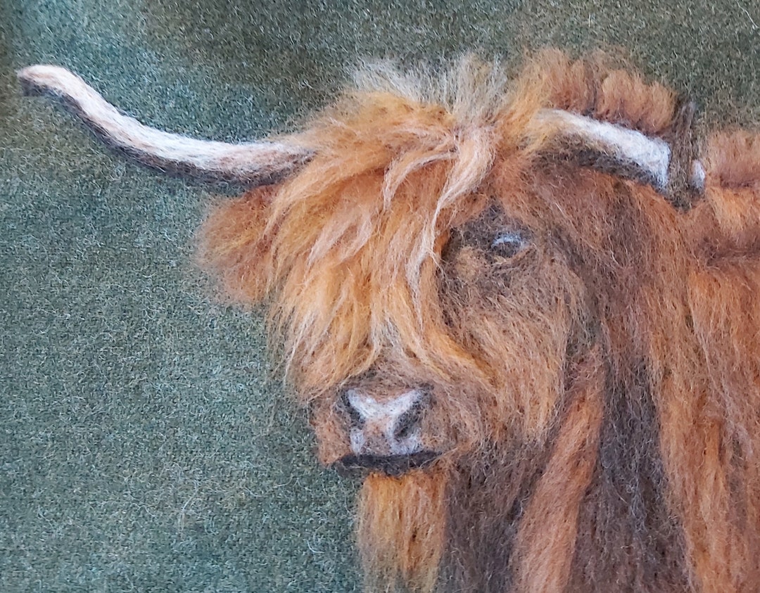 Needle Felt Scottish Wildlife Highland Cow Portrait - Etsy