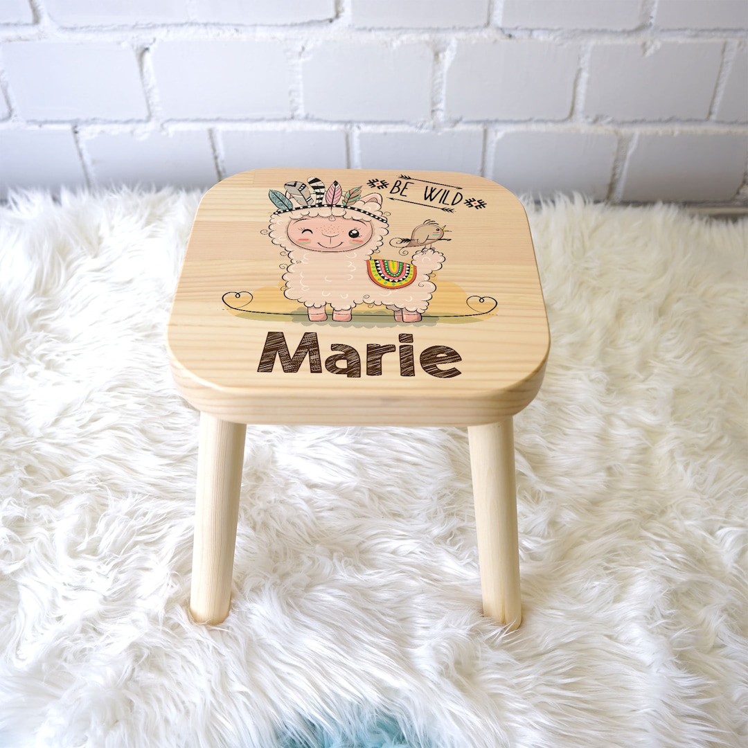Hocker für Kinder, personalisiert mit Name, Kinderhocker aus Holz ...