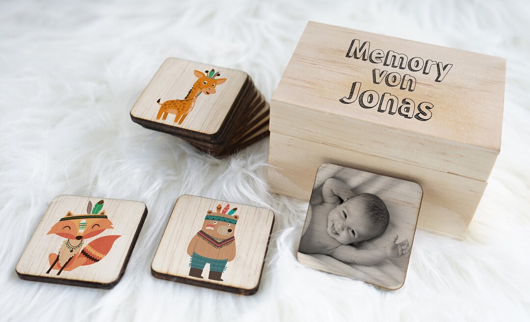 Memo Memory Game Wooden Memory Game Motifs Selectable Own - Etsy