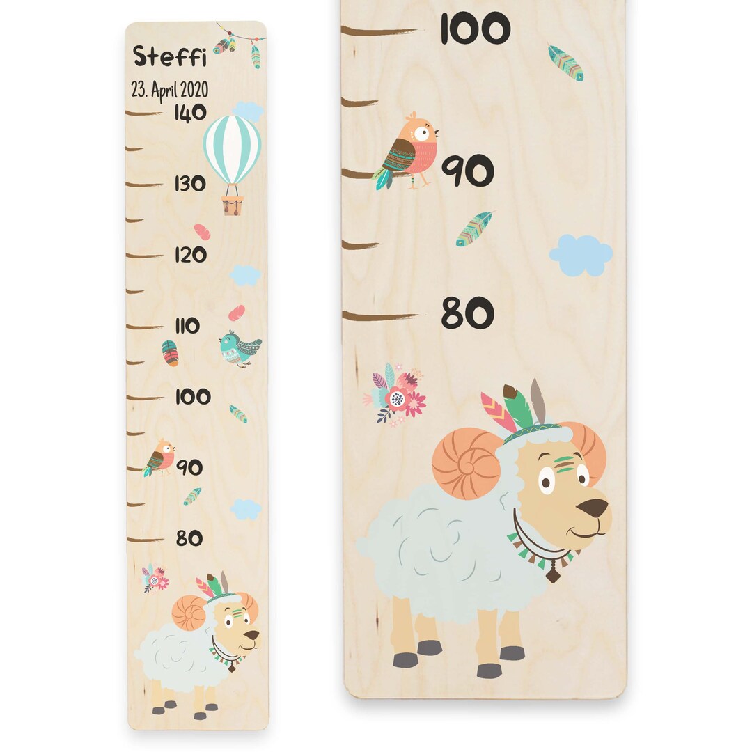 Personalized Children Measuring Rod Made of Wood, Individualized With ...