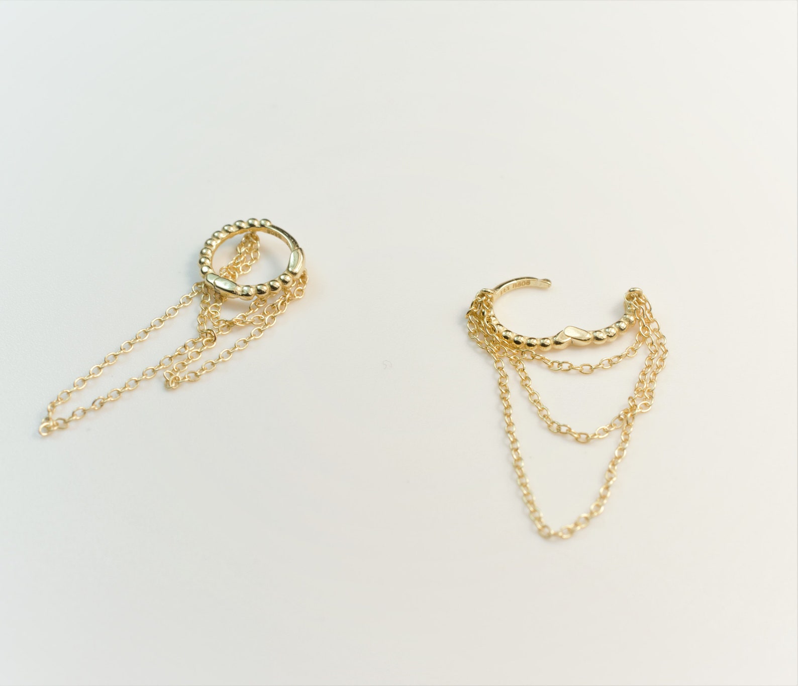 Cartilage chain earrings chain hoop earrings chain | Etsy