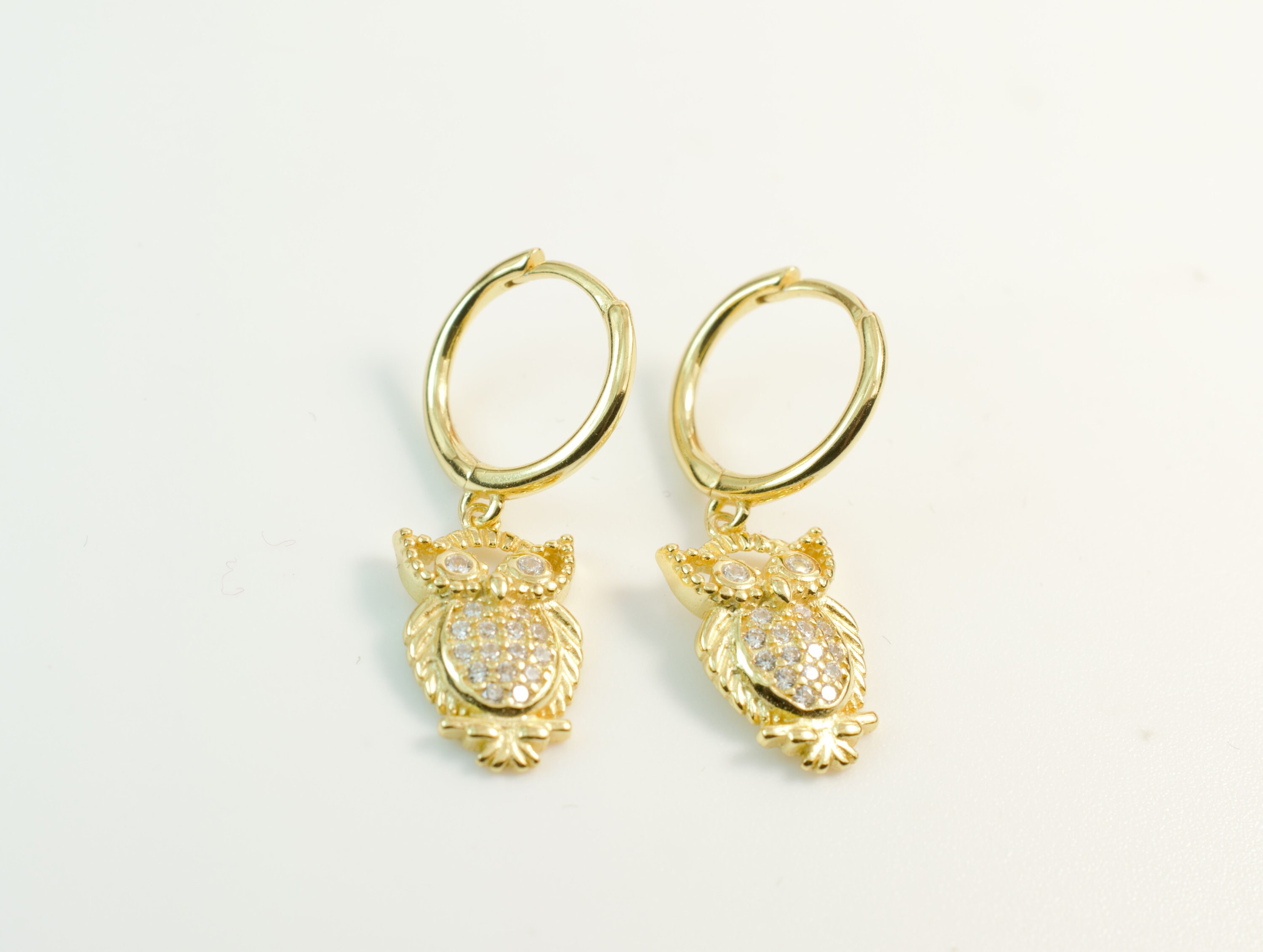 Owl Hoop Earrings Tiny Owls Owl Hoops Minimalist - Etsy