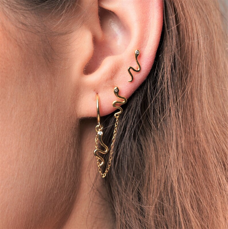 Snake Earrings Snake Studs Snake Stud Earrings cartilage | Etsy