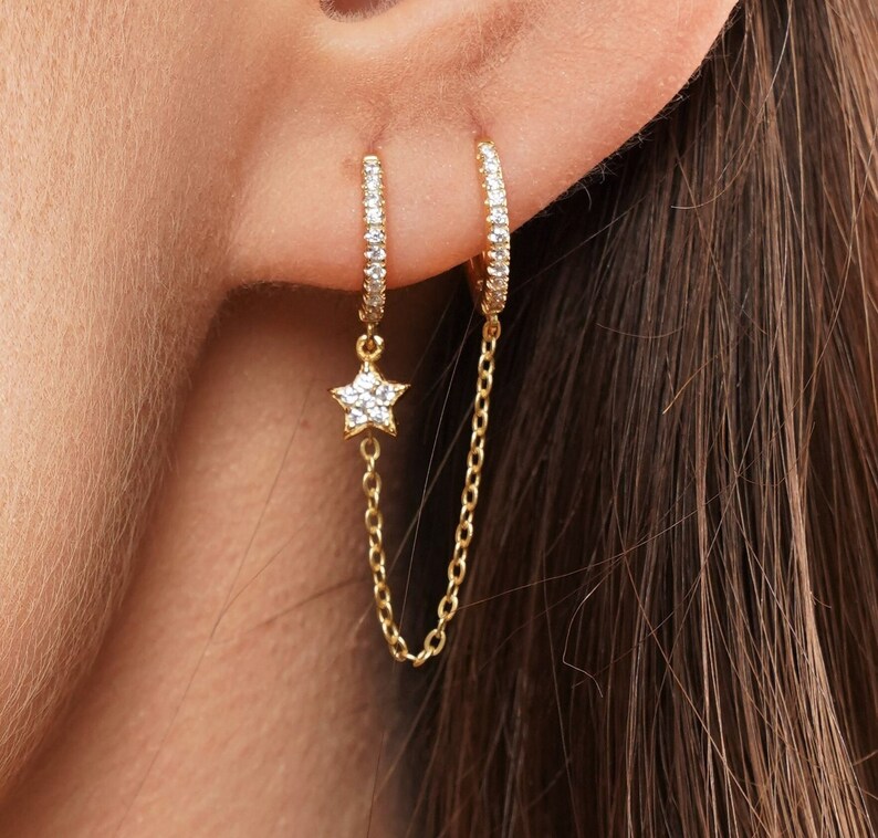 Double Piercing Earring Huggie Hoops Handcuff Hoop - Etsy