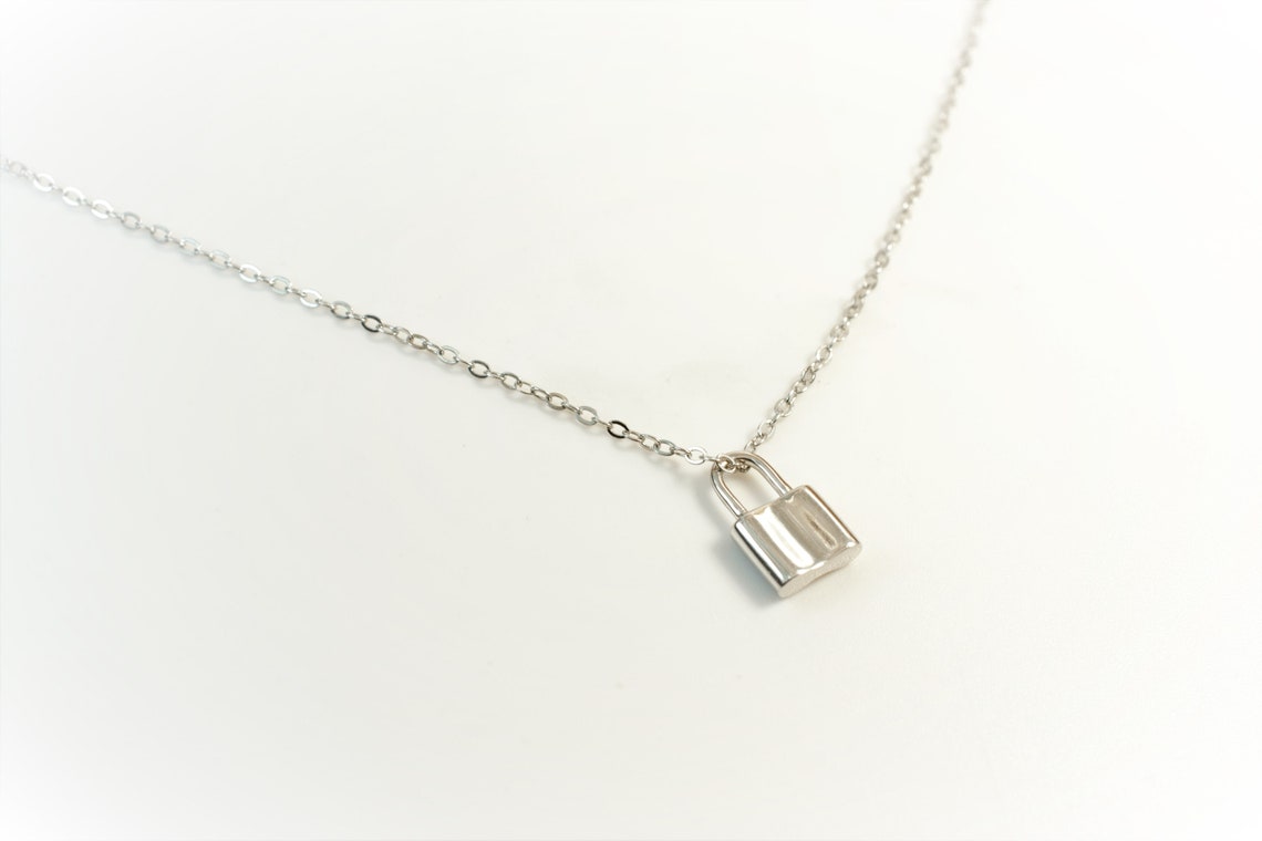 Lock necklace Silver lock necklace padlock necklace | Etsy