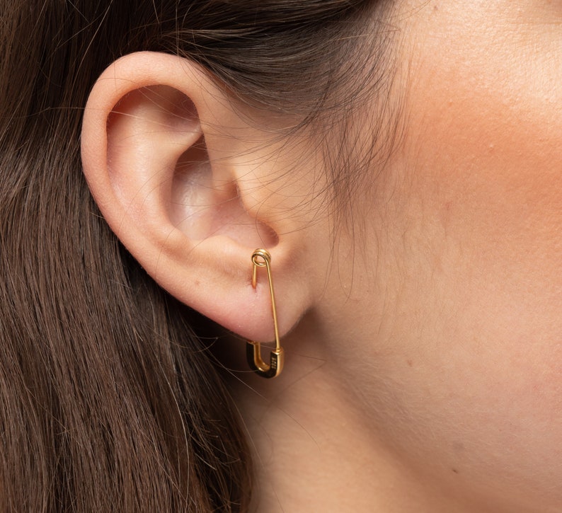 Safety Pin Earrings Sterling Silver Drop Earrings Trend | Etsy