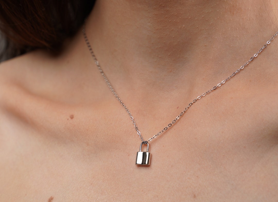 Lock Necklace Silver Lock Necklace Padlock Necklace - Etsy