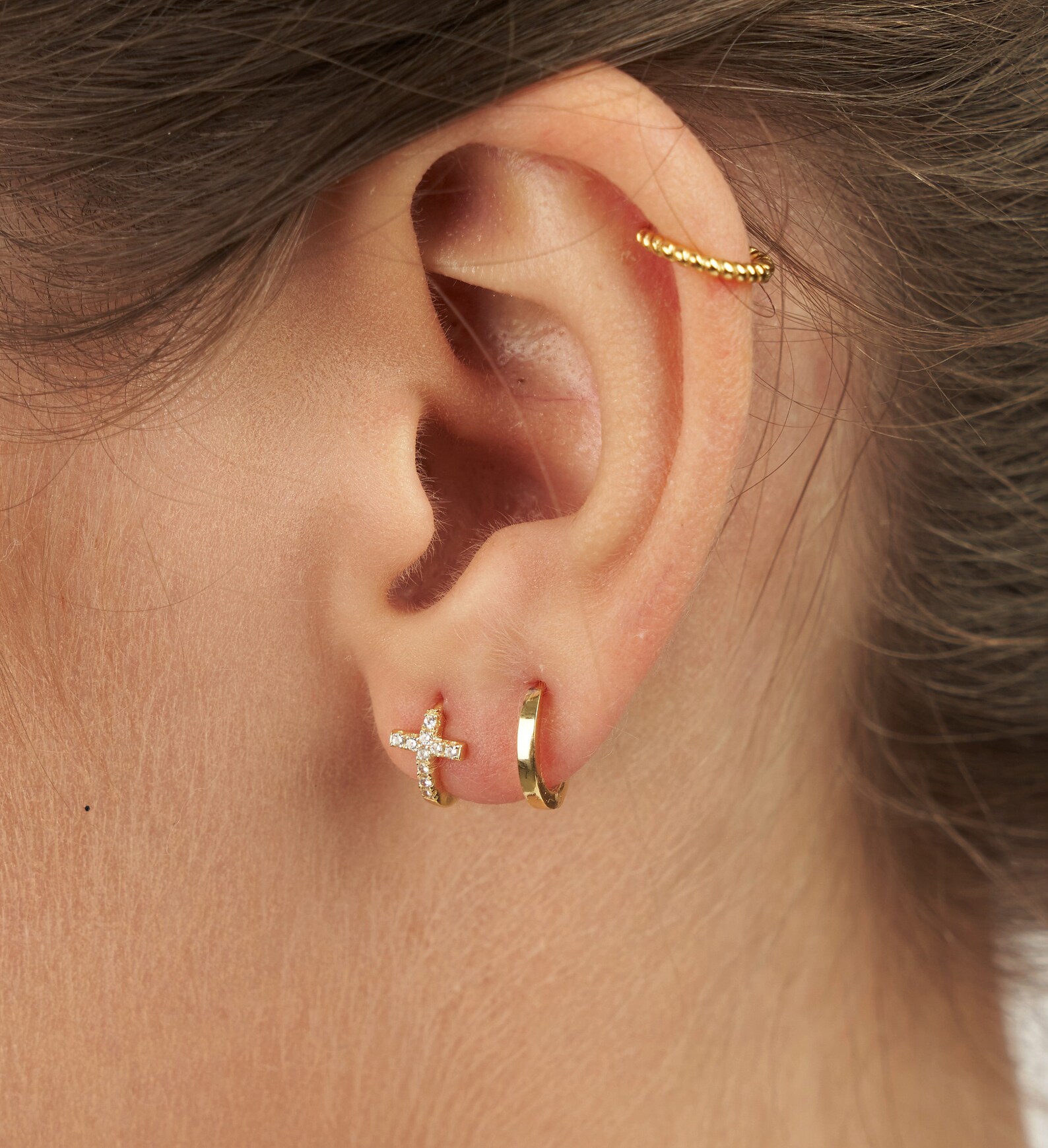 Cross earrings Cross hoop earrings Dainty hoops gold | Etsy