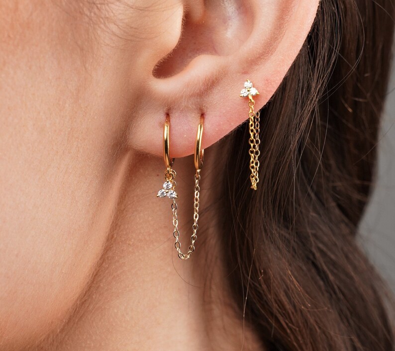 Double Piercing Earring Huggie Hoops Handcuff Hoop Etsy