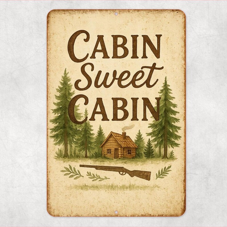 Cabin Sweet Cabin Sign – 8x12 Rustic Metal Hunting Lodge Decor, Country ...
