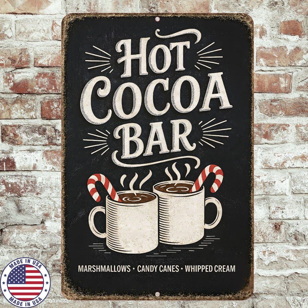 Hot Cocoa Bar Sign | 8x12 Aluminum Wall Decor | Rustic Farmhouse ...