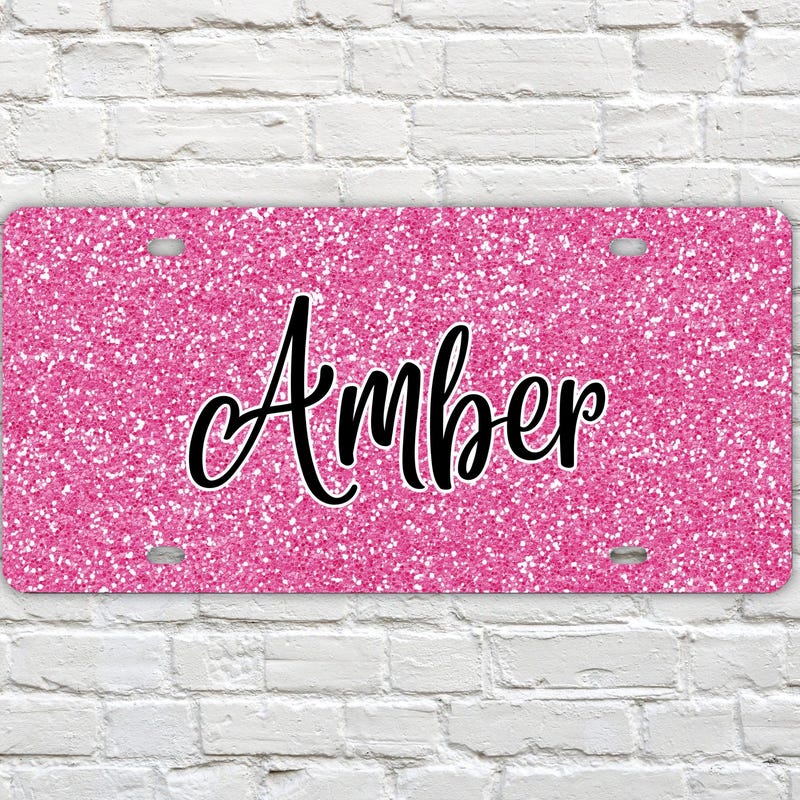 Pink Glitter Car Name Tag - Etsy