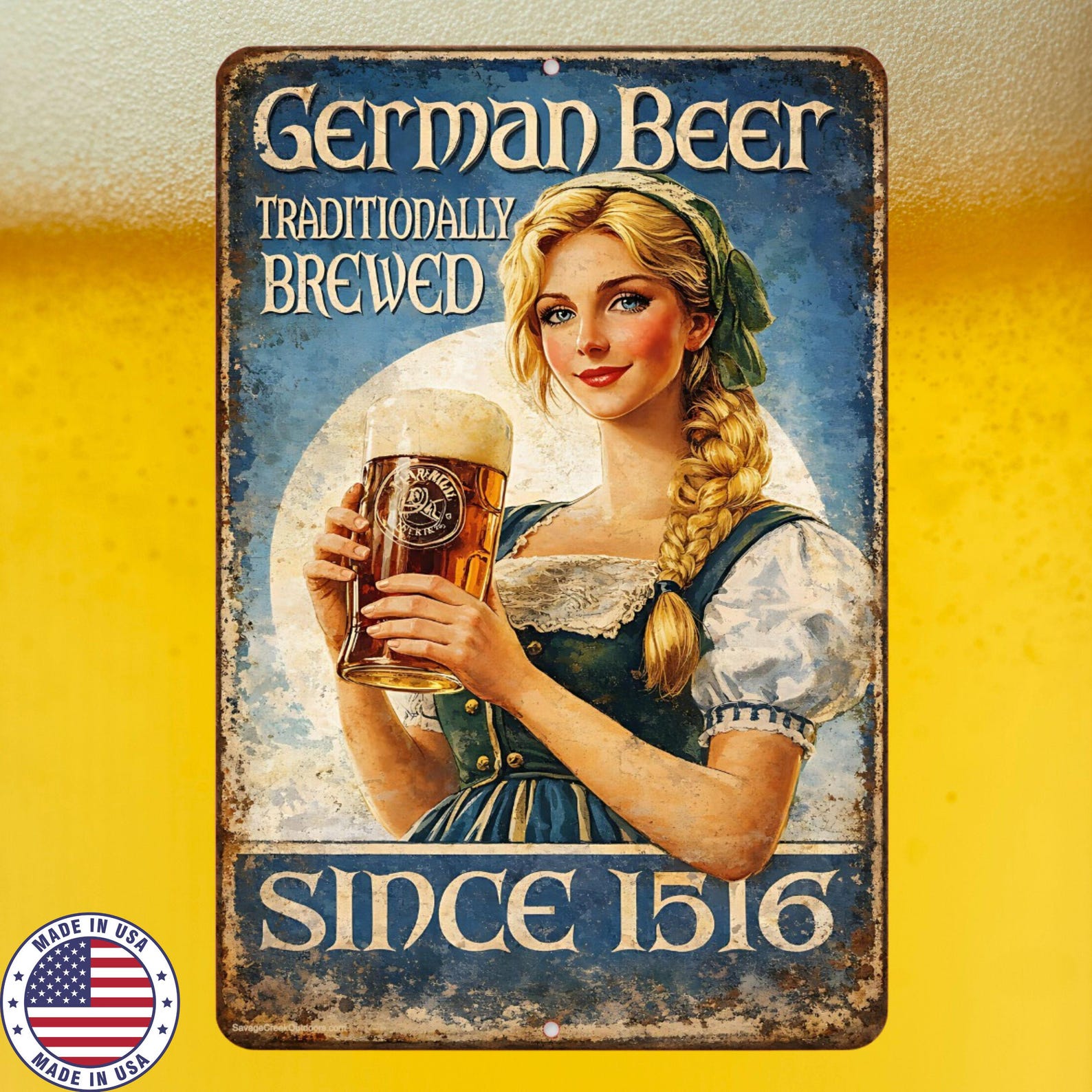 German Beer Metal Sign | Vintage Oktoberfest Wall Art | Retro Bar Decor ...