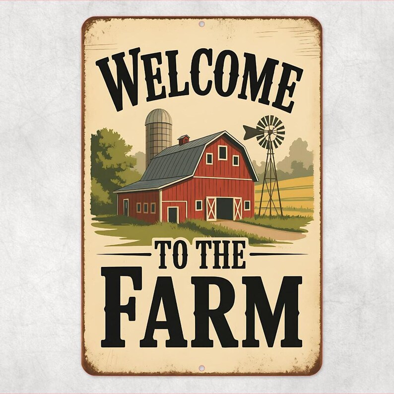 Welcome to the Farm Sign – Rustic Red Barn Wall Art – 8x12 UV Resistant ...