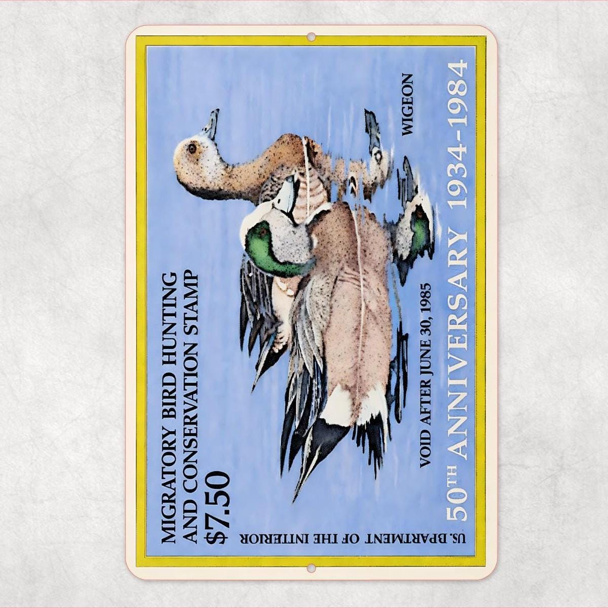 1985 Duck Stamp Metal Sign | Wigeon Hunting Conservation Wall Art ...