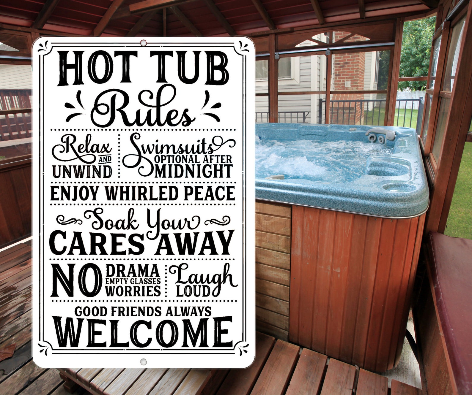 Hot Tub Sign, Porch Sign, Hot Tub Rules Sign, Home Décor, Jacuzzi Sign ...
