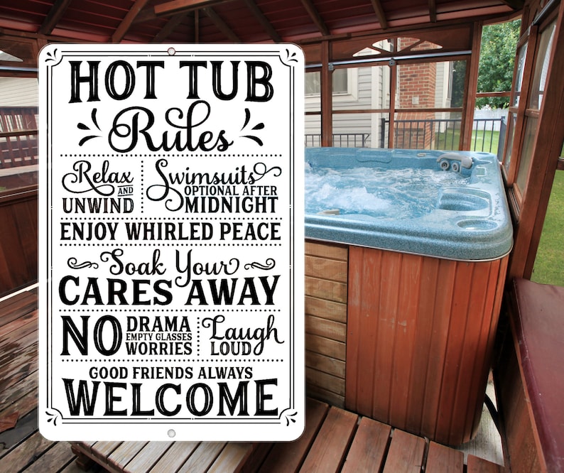 Hot Tub Sign Porch Sign Hot Tub Rules Sign Home Décor - Etsy