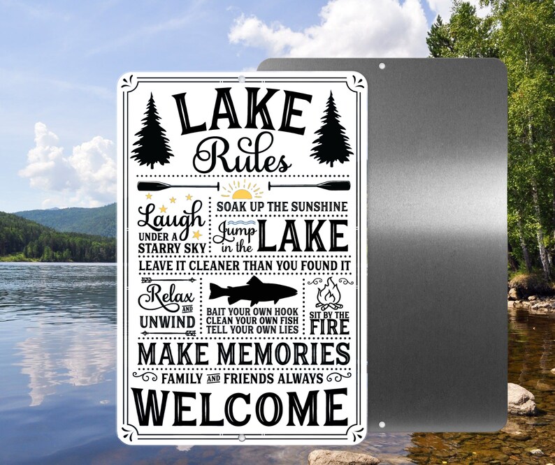 Lake Rules Sign Porch Sign Cabin Sign Lake Home Décor Lake - Etsy
