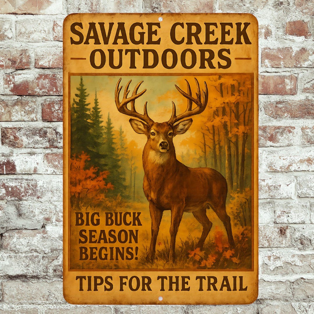 Savage Creek Outdoors Deer Hunting Sign – Rustic Big Buck Season 8x12 ...