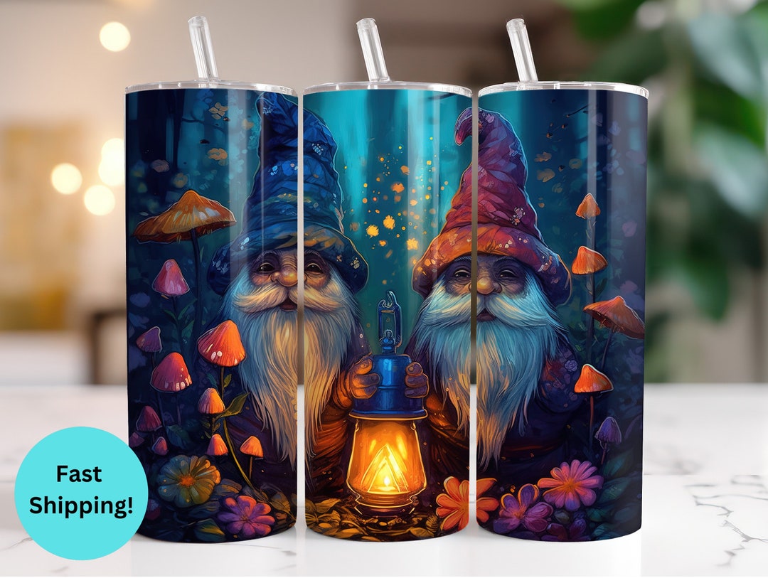 Alcohol Ink Garden Gnomes Tumbler, Gnomee, Gnome Gift, Gnome Cup ...