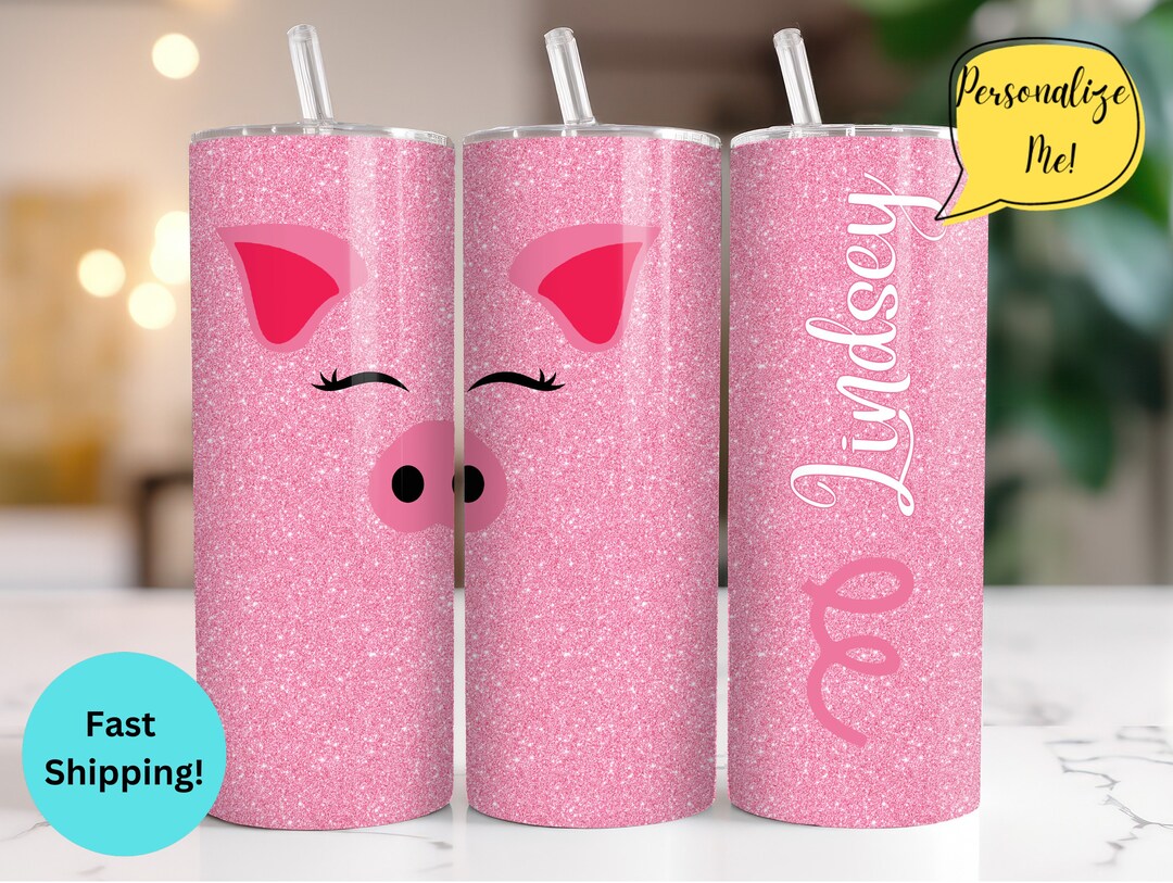 Personalized Pig Tumbler Glitter Pig Tumbler Personalized - Etsy