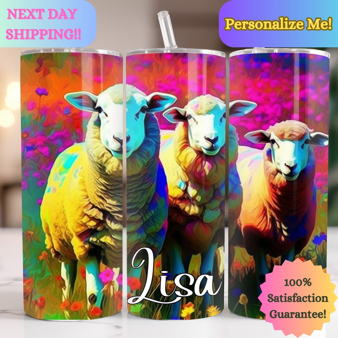 Psychedelic Sheep Tumbler 20oz | Personalized Farm Animal Cup ...
