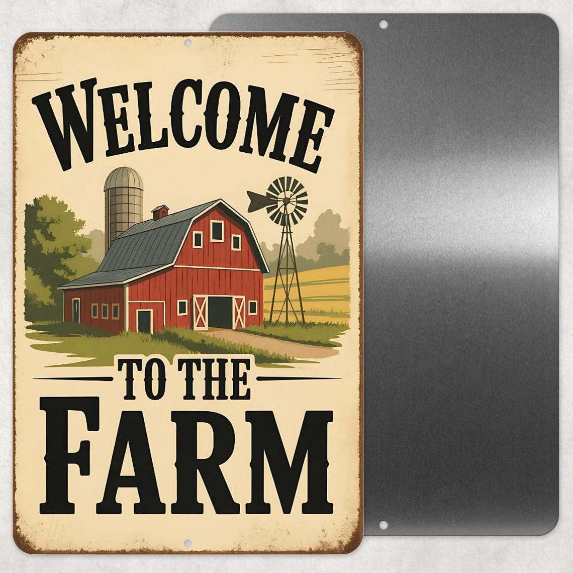 Welcome to the Farm Sign – Rustic Red Barn Wall Art – 8x12 UV Resistant ...