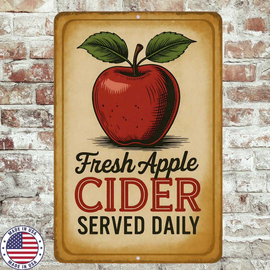 Fresh Apple Cider Sign – 8x12 Vintage Farmhouse Metal Wall Decor, UV ...
