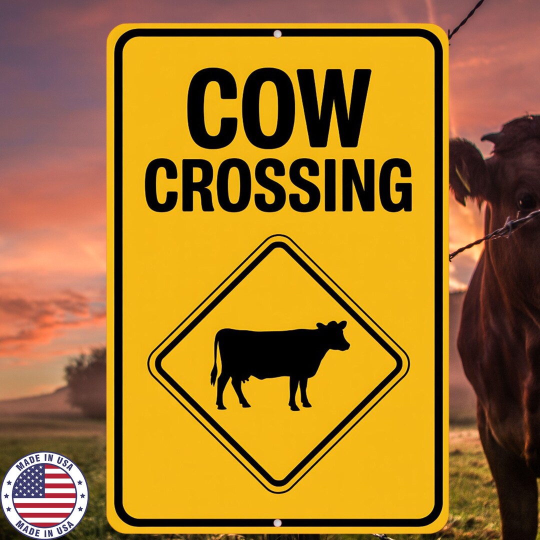 Cow Crossing Sign – Rustic Farm Animal Wall Art – 8x12 UV Resistant ...
