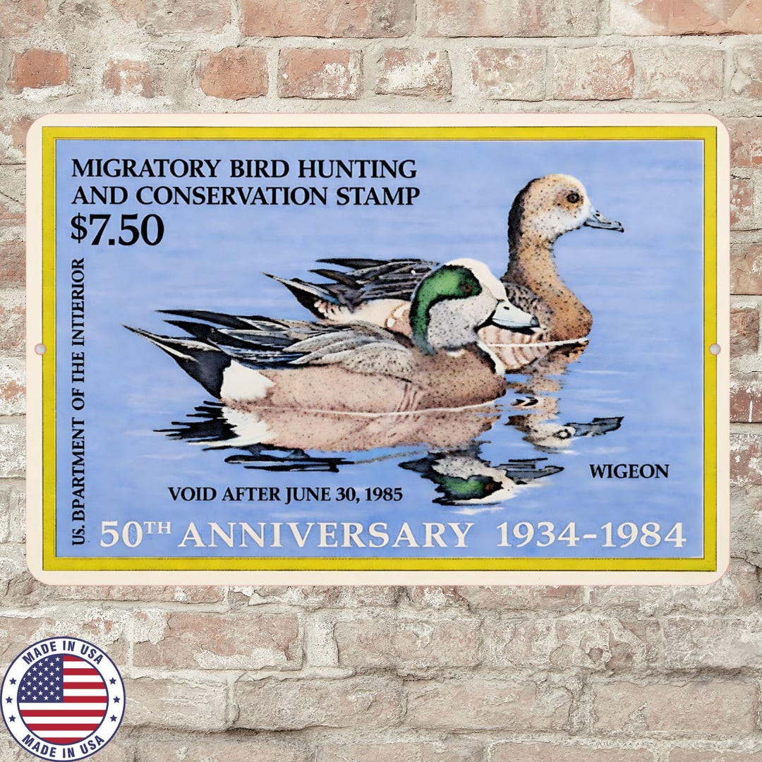 1985 Duck Stamp Metal Sign | Wigeon Hunting Conservation Wall Art ...